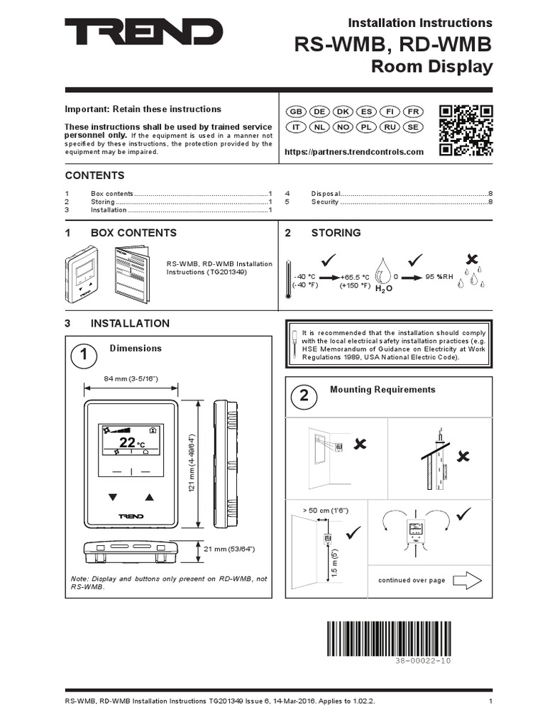 RS-WMB, RD-WMB: Room Display | PDF | Parameter (Computer Programming ...