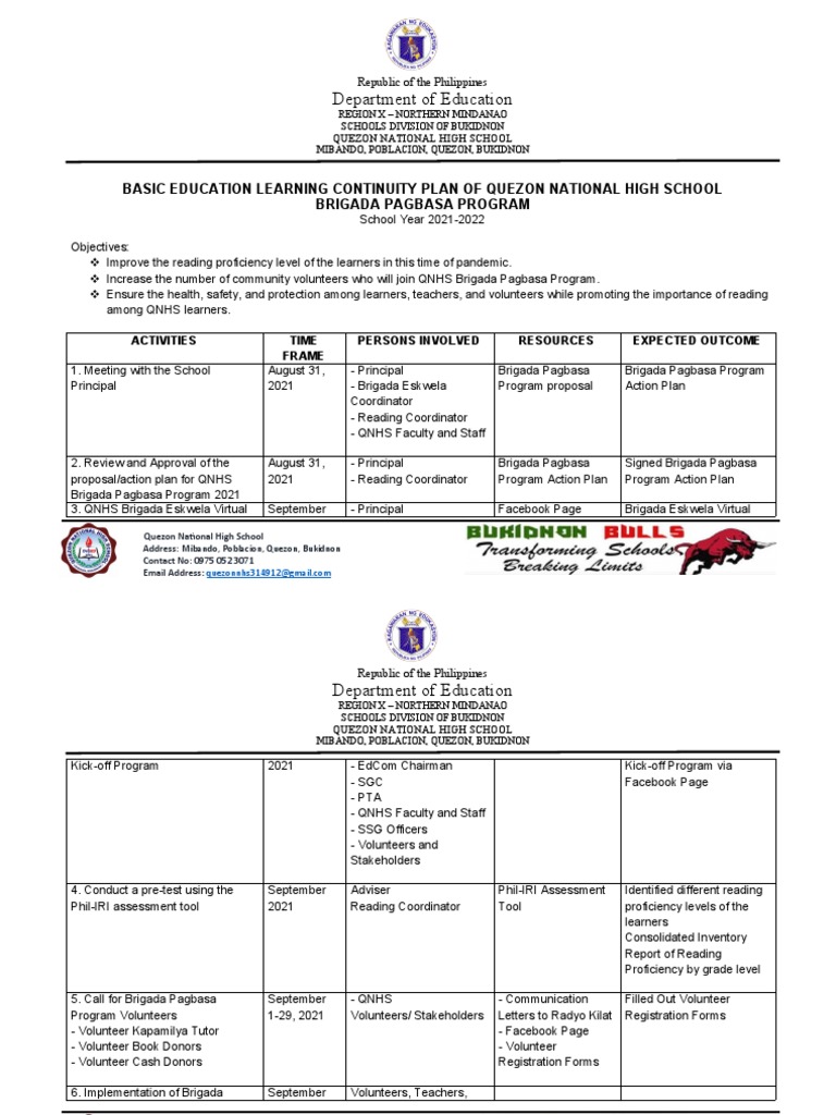 Department of Education: Basic Education Learning Continuity Plan of ...