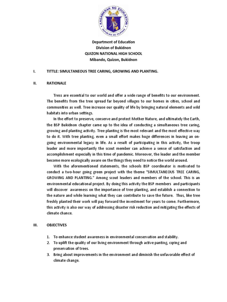 Activity Design Tree Planting 1 | PDF | Trees | Natural Environment