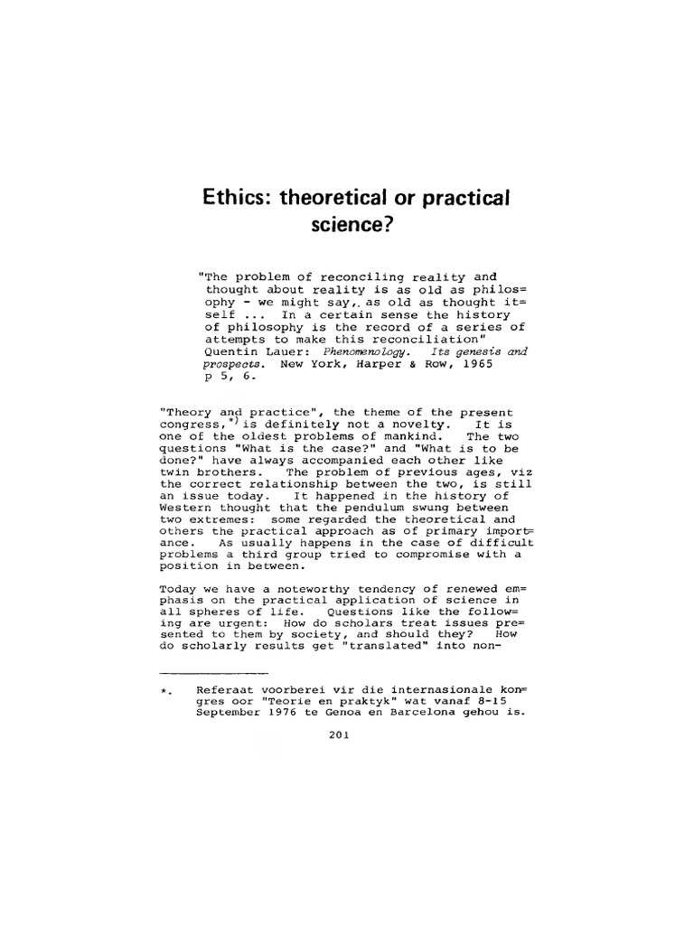 Ethics: Theoretical or Practical Science?: Phenomenology. Its Genesis ...