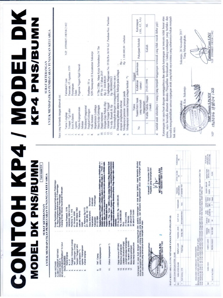 Model DK Atau KP 4 PNS | PDF