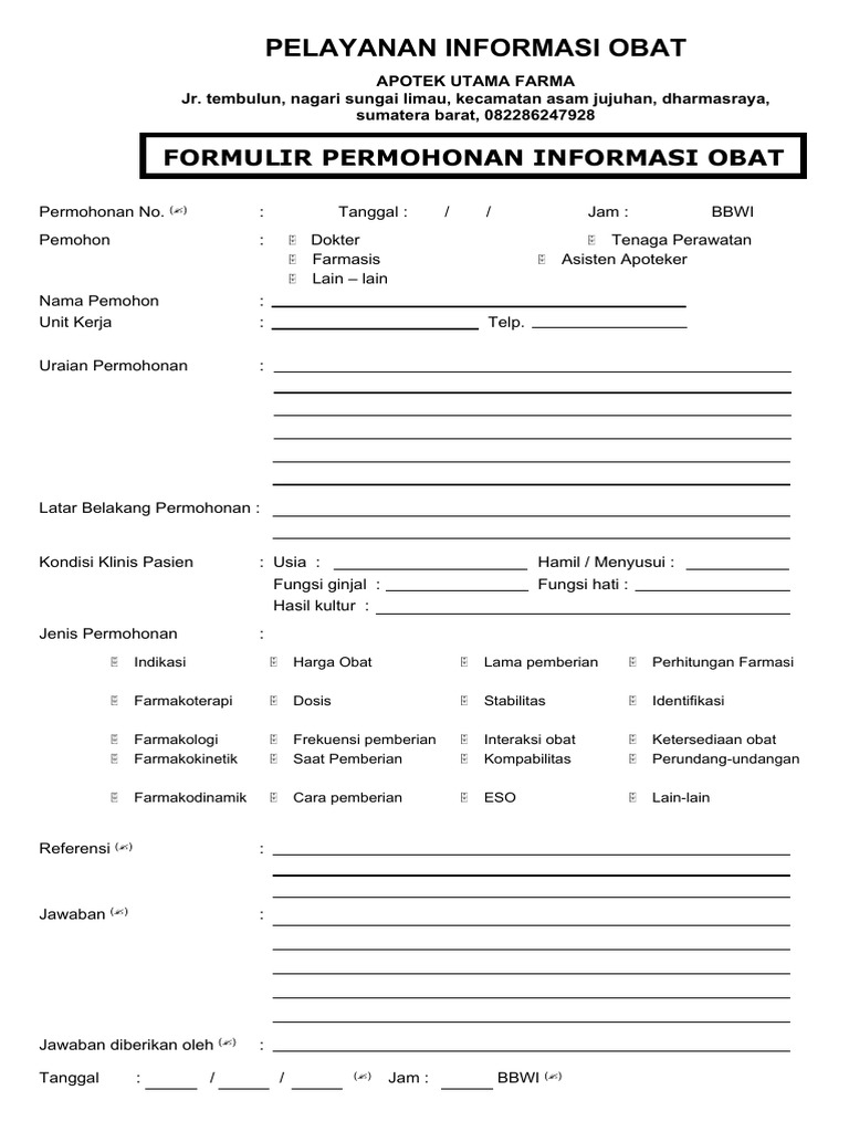 Form Pelayanan Informasi Obat Pdf