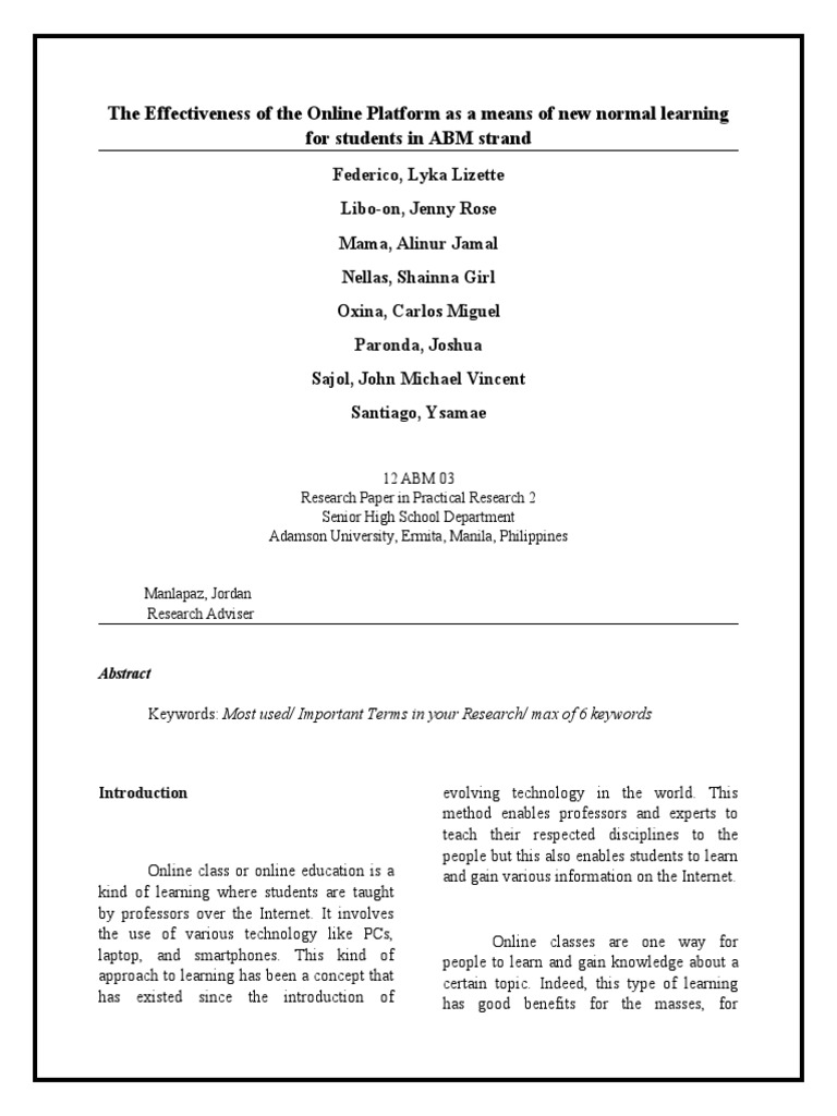 The Impact Of Online Learning In The Mental Health Of Abm Students