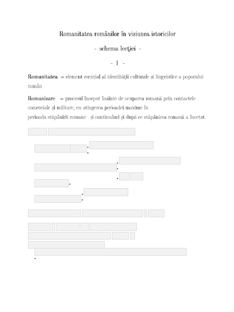 Romanitatea Românilor În Viziunea Istoricilor Schema Lectiei1 | PDF