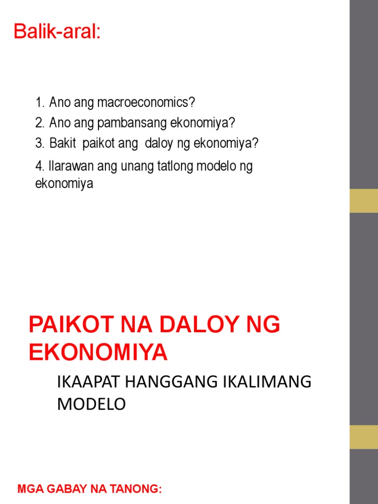 Paikot Na Daloy NG Ekonomiya (Ikaapat Hanggang Ikalimang Modelo) | PDF