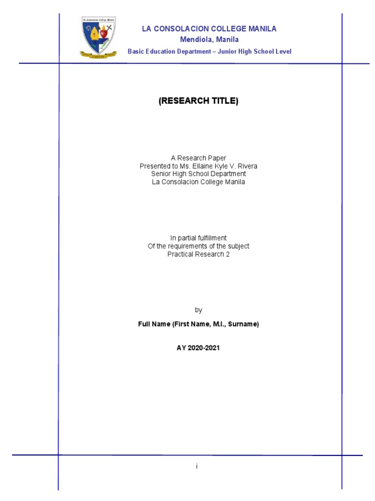 RESEARCH PAPER FORMAT - Preliminaries (SHS) | PDF