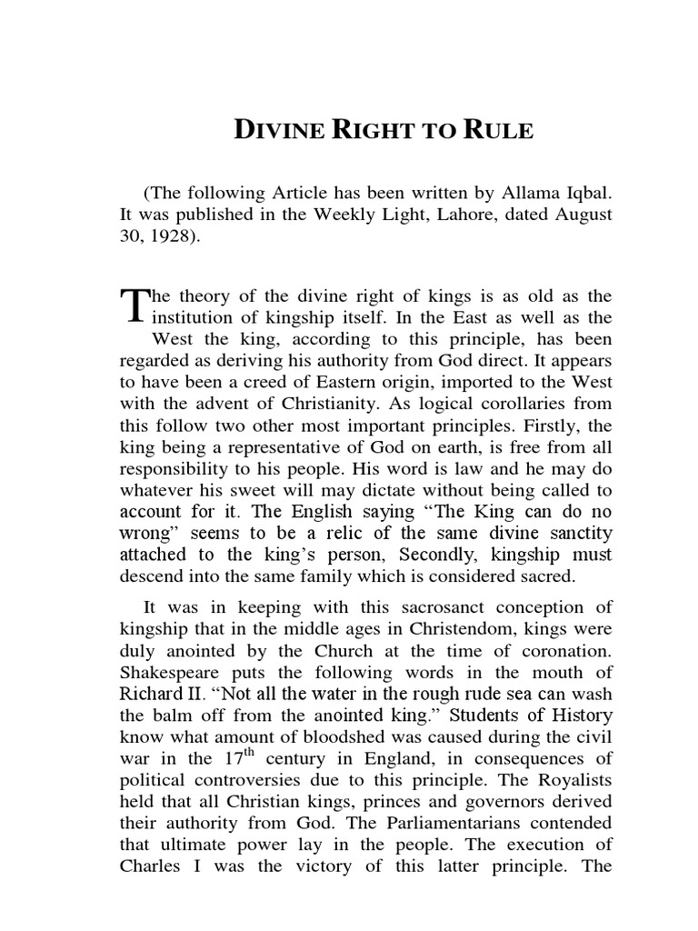 Iqbal On Divine Right To Rule | PDF | Muhammad | Religious Belief And ...