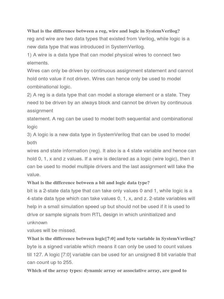 System Verilog - Interview | PDF | Parameter (Computer Programming ... System Verilog - Interview | PDF | Parameter (Computer Programming ...