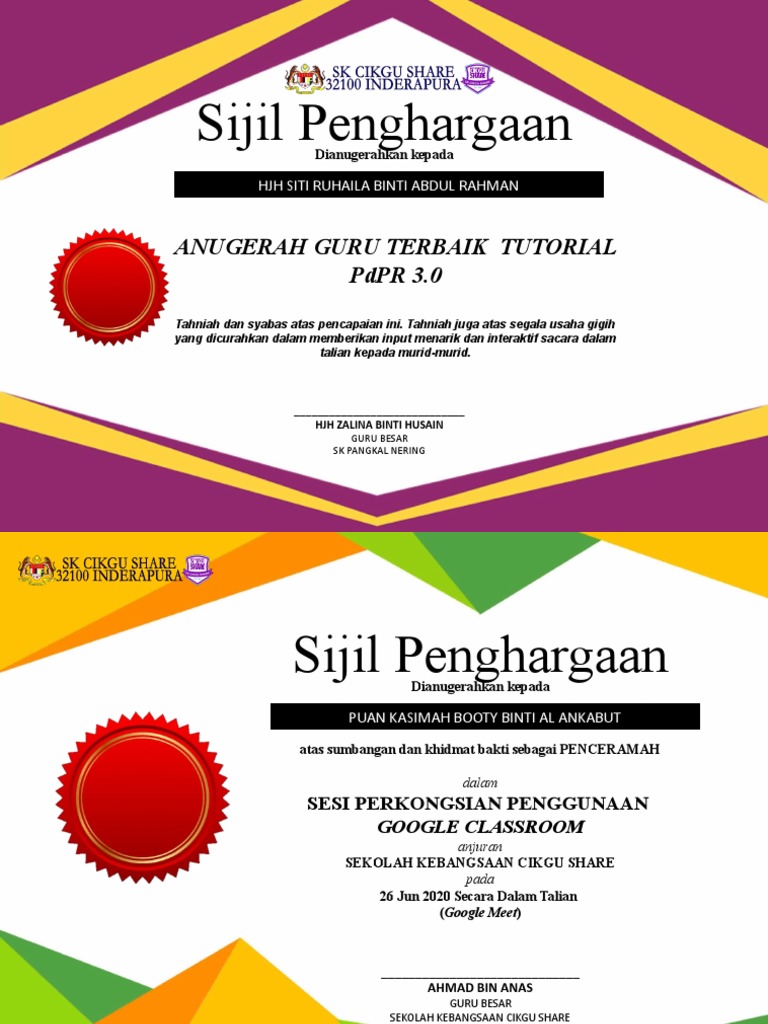 Contoh Sijil Boleh Edit | PDF