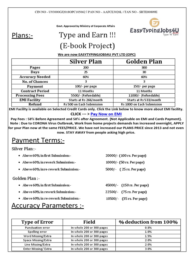 E-book Typing Jobs and Plans Overview | PDF | Computer File | Accuracy ...
