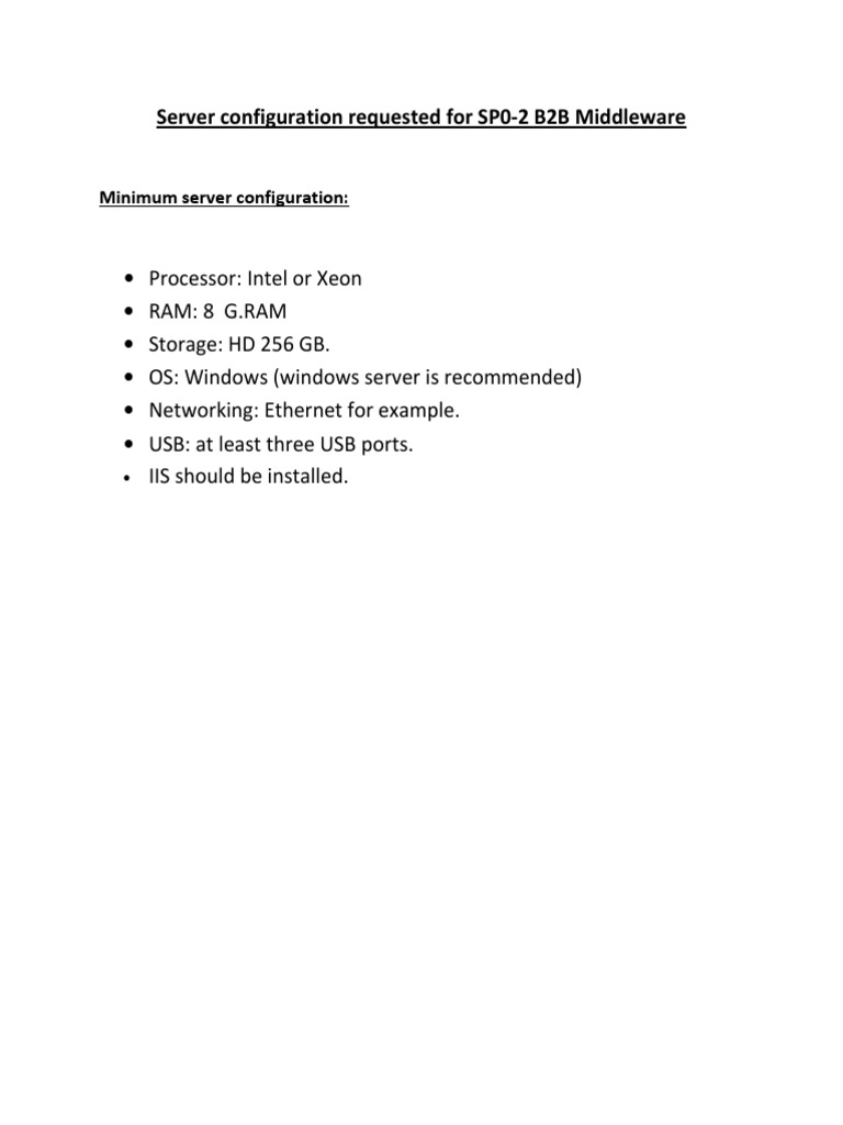 Server Configuration Requested For SP0 | PDF