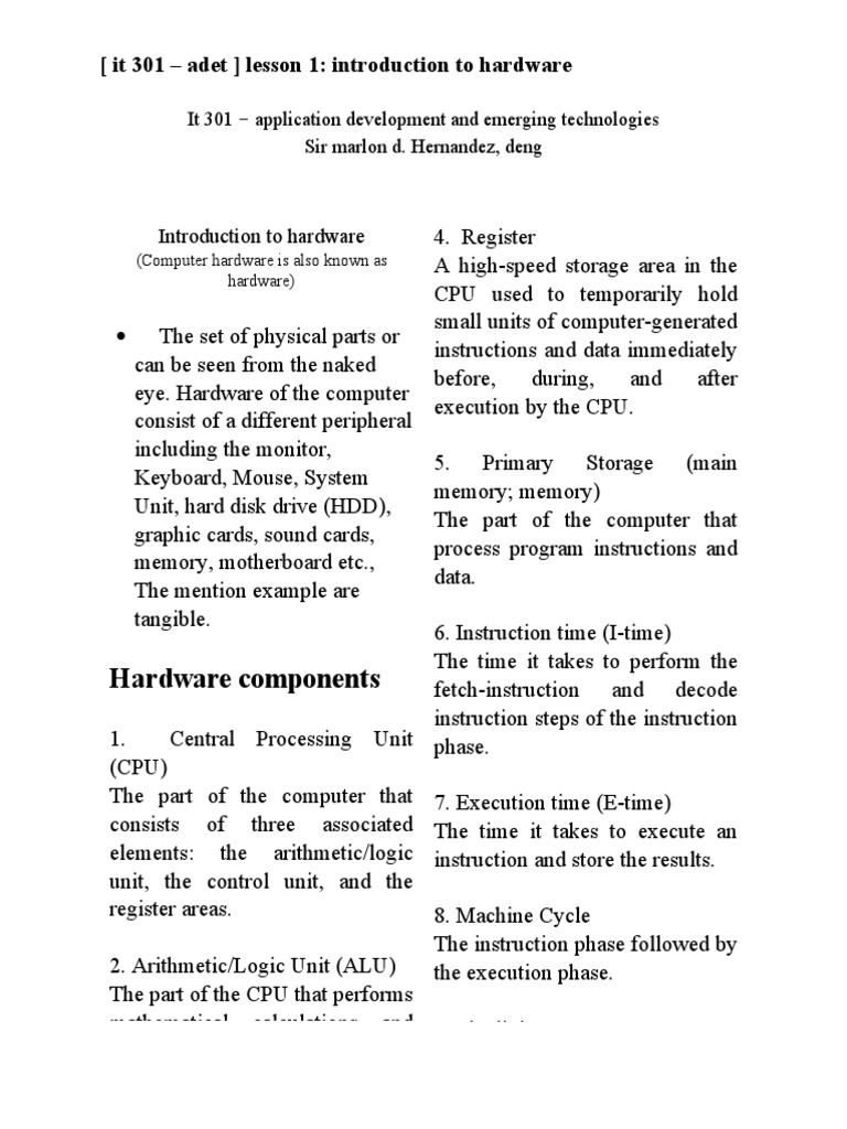 It 301 - Adet Lesson 1 | PDF | Network Topology | Computer Hardware