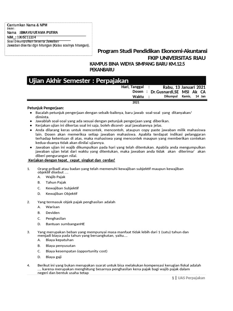 Uas Perpajakan | PDF