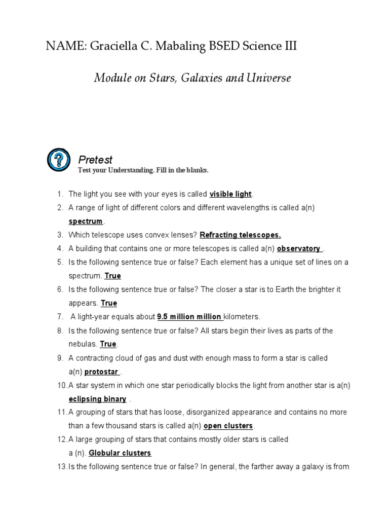 Module in Chapter 4 Stars, Galaxies and Universe | PDF | Telescope | Stars