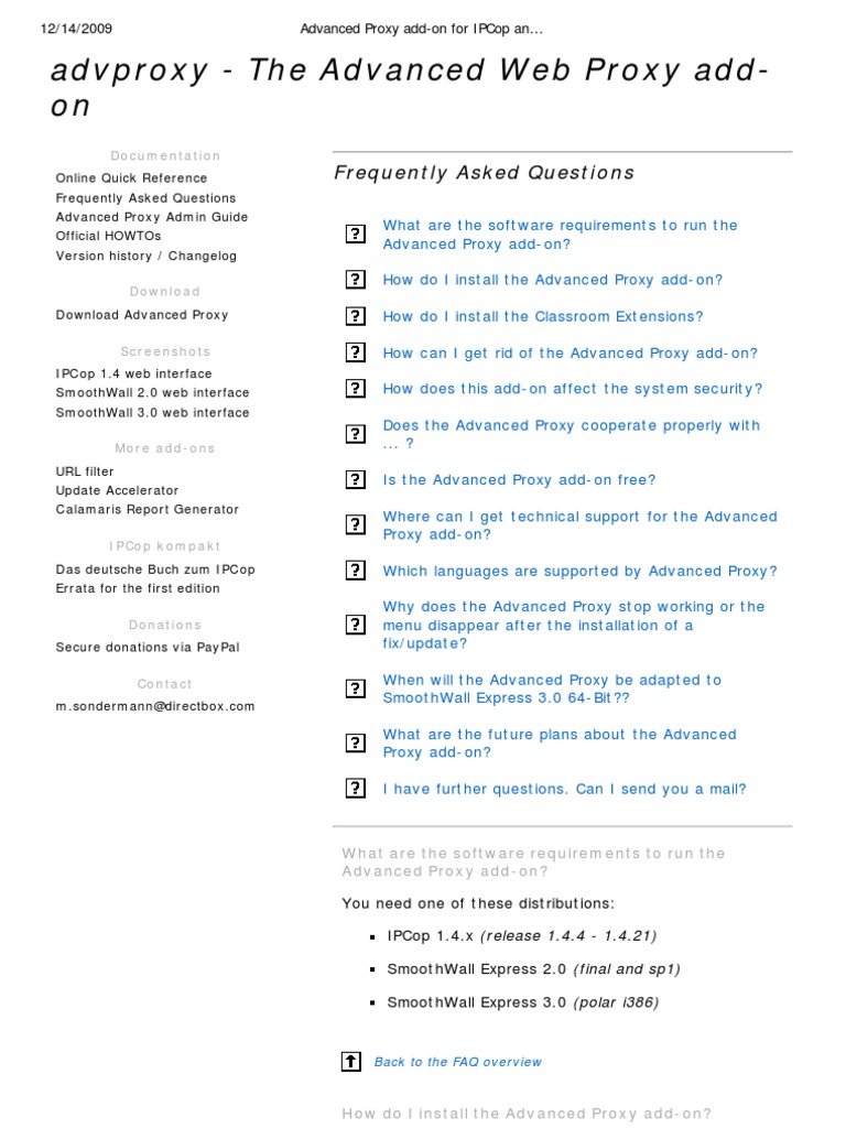 Advanced Proxy Add-On For IPCop and SmoothWall | PDF | Proxy Server | Plug In (Computing)