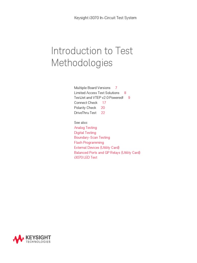 Introduction To Test Methodologies: Keysight I3070 In-Circuit Test ...