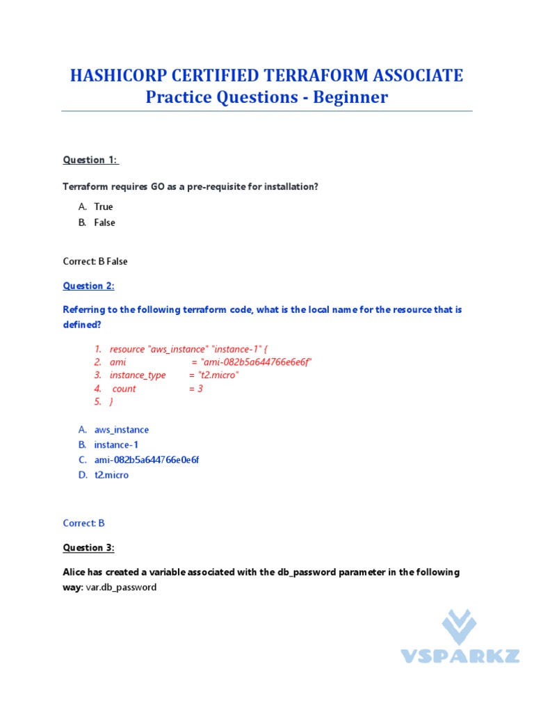 Hashicorp Certified Terraform Associate Practice Questions - Beginner ...