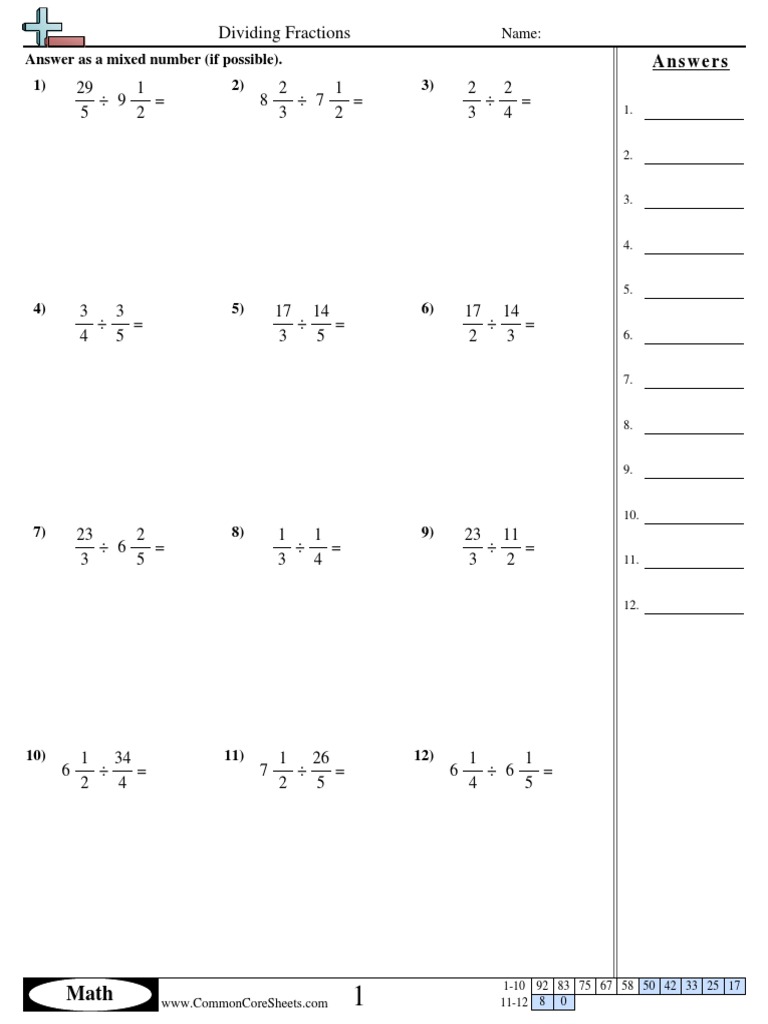 Dividing Fractions 1 2 3 Answer As A Mixed Number If Possible