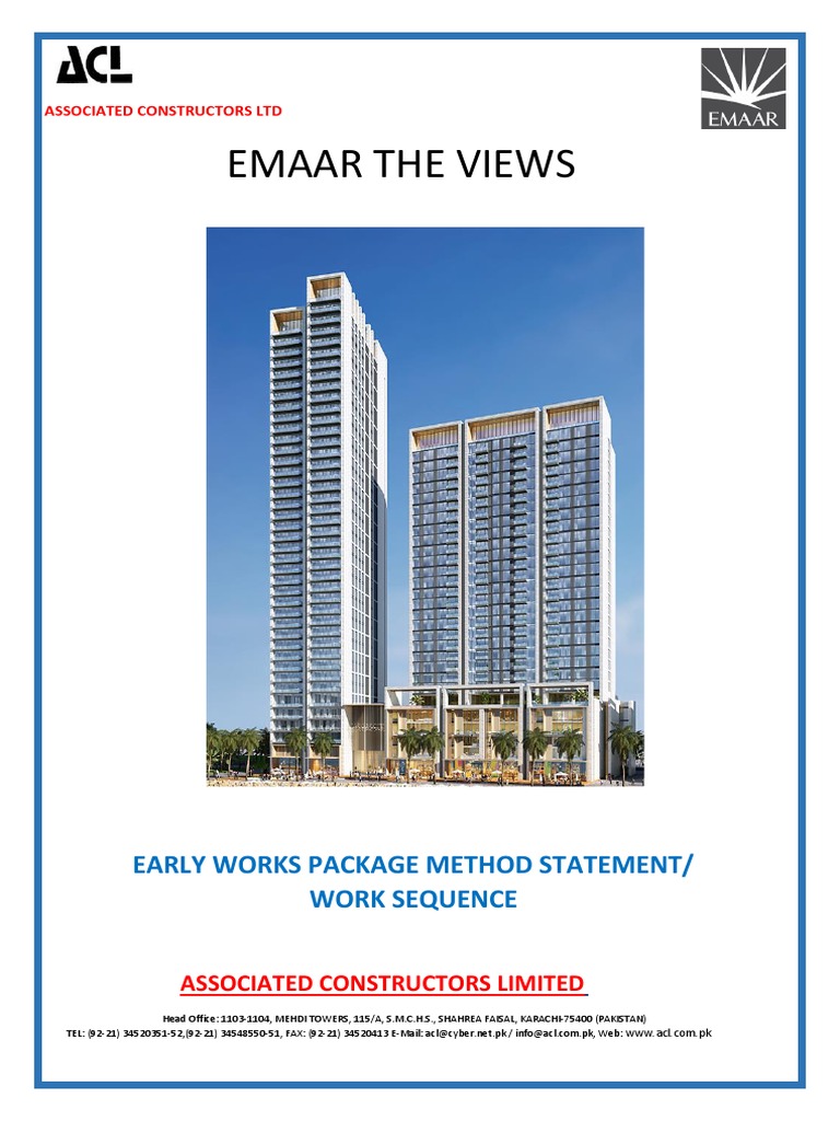 METHOD STATEMENT FOR EARLY WORKS PACKAGE Rev-3 - Emaar The Views | Download Free PDF | Deep ...