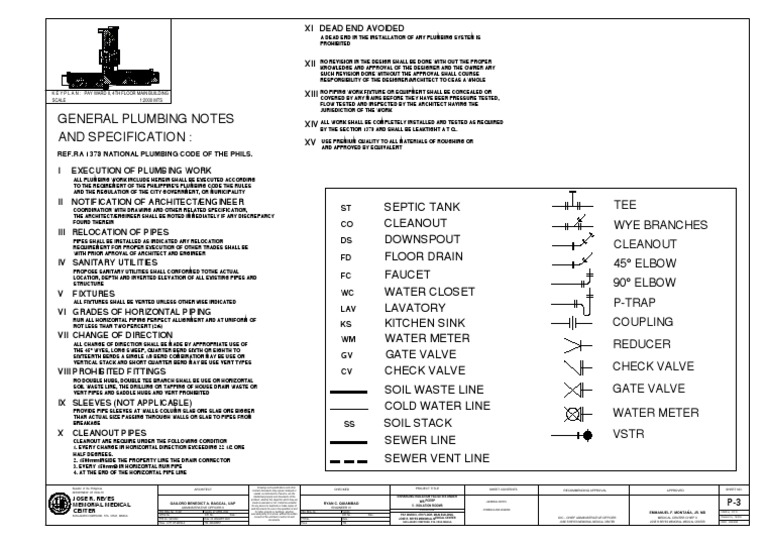General Plumbing Notes and Specification:: Cleanout Septic Tank | PDF