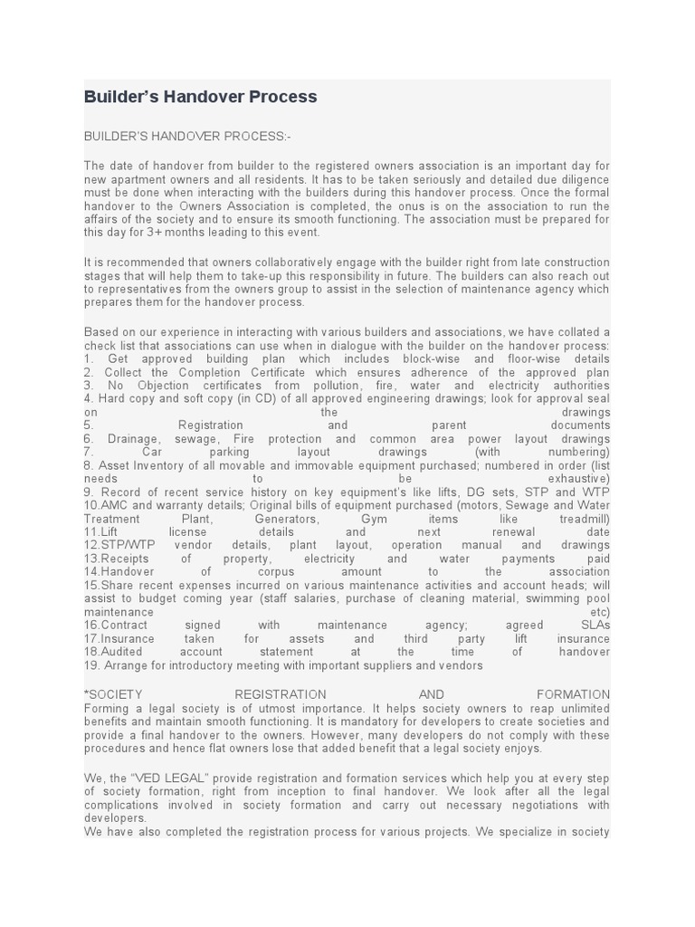 Builder Handover Process | PDF | Notary Public | Banks