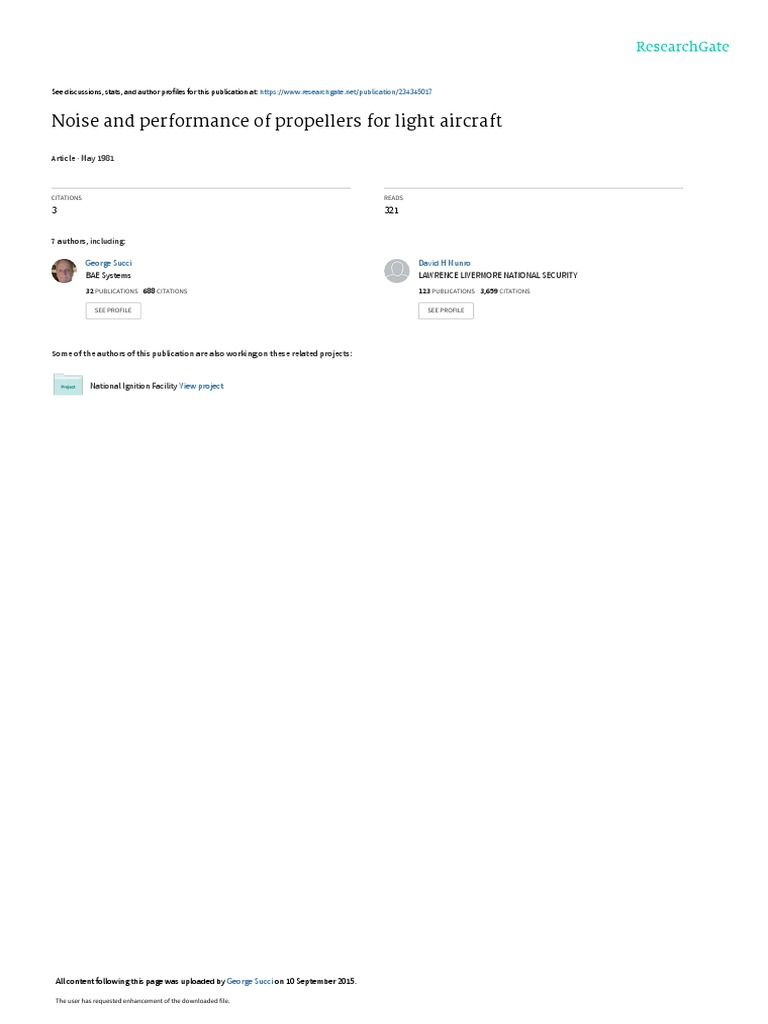 Noise and Performance of Propellers For Light Airc | Download Free PDF ...