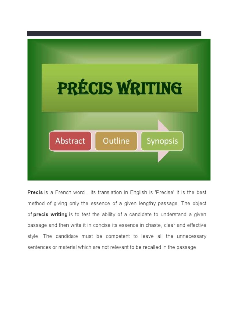 Precis Writing English | Download Free PDF | Phrase | Verb