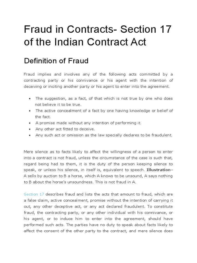 Fraud in Contracts | PDF | Misrepresentation | Damages