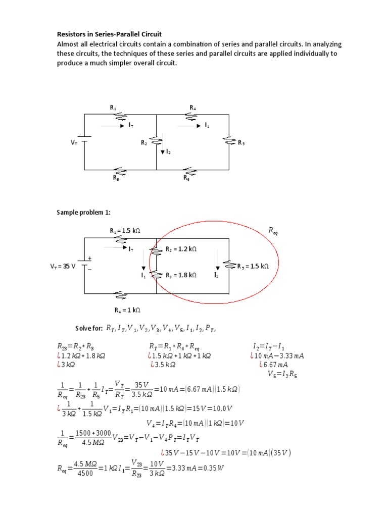 Resistors in Series-Parallel Circuit | PDF | Series And Parallel ...