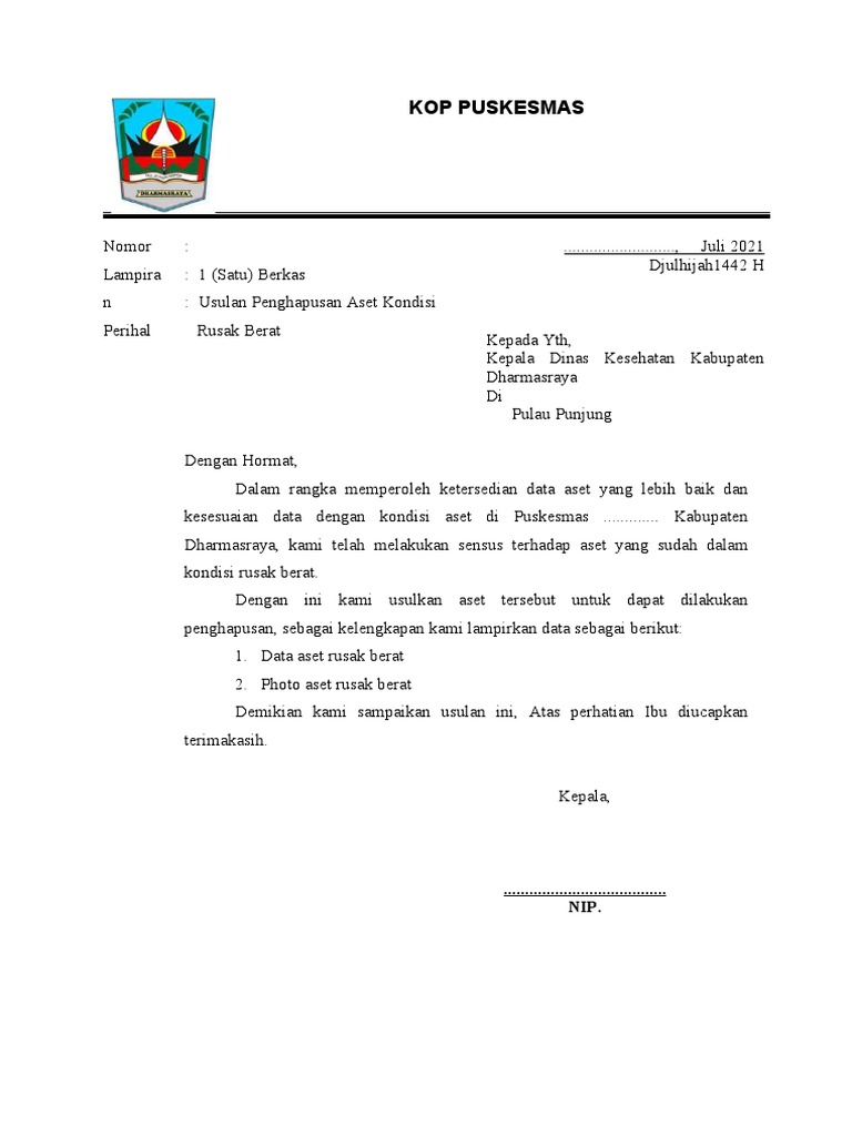 Contoh Surat Usulan Penghapusan Aset Rusak Berat | PDF