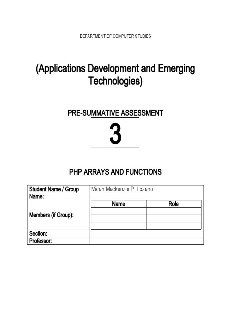 PSA3 Technical - PHP Arrays and User Defined Functions | PDF ... PSA3 Technical - PHP Arrays and User Defined Functions | PDF ...