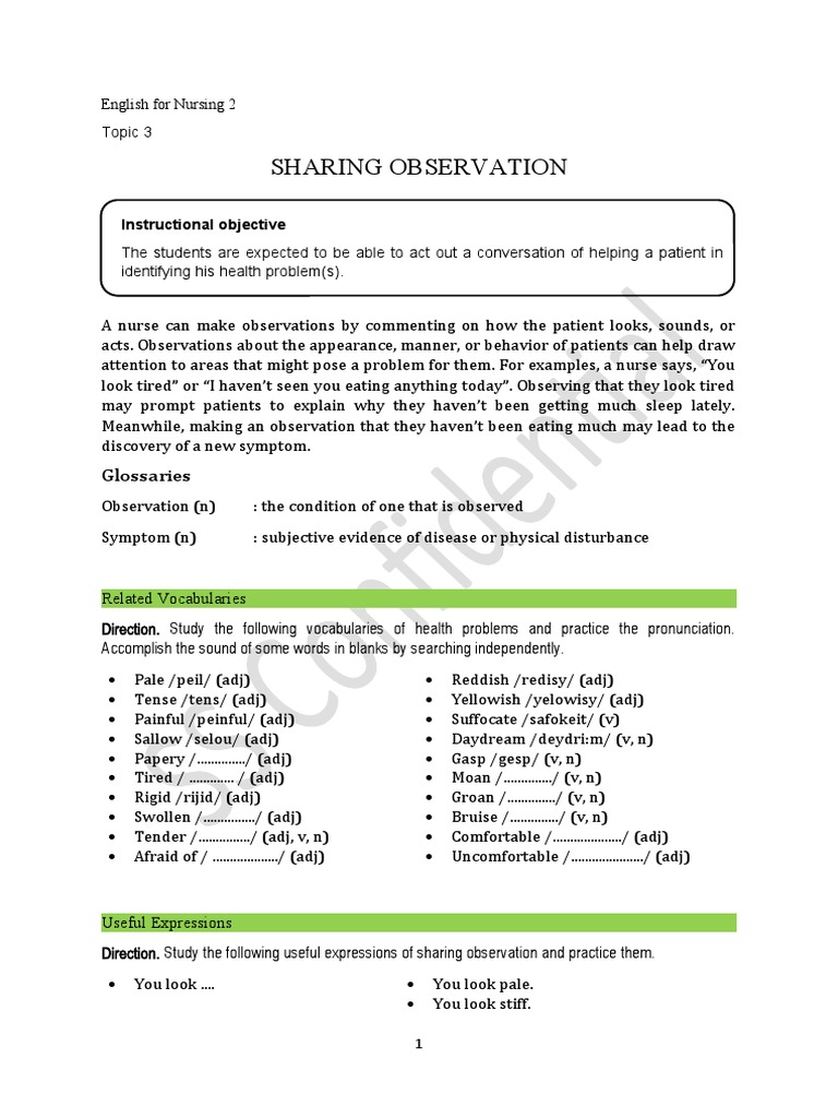 Nursing Observation Skills Explained | PDF | Nursing | Medicine