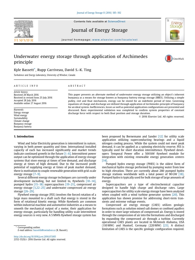 Underwater Buoyancy Energy Storage | PDF | Buoyancy | Energy Storage