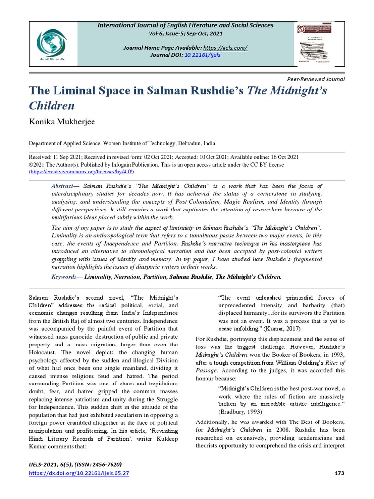 The Liminal Space in Salman Rushdie's The Midnight's Children | PDF