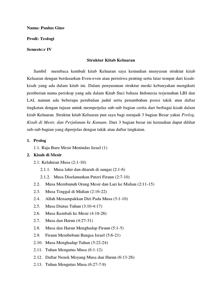 Paulus Gino - Strukutur Kitab Keluaran | PDF
