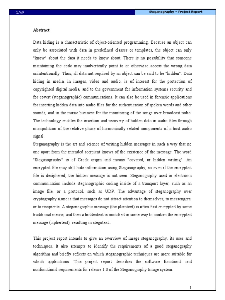 SteganographyImage Project Report | PDF | Data Compression | Cryptography