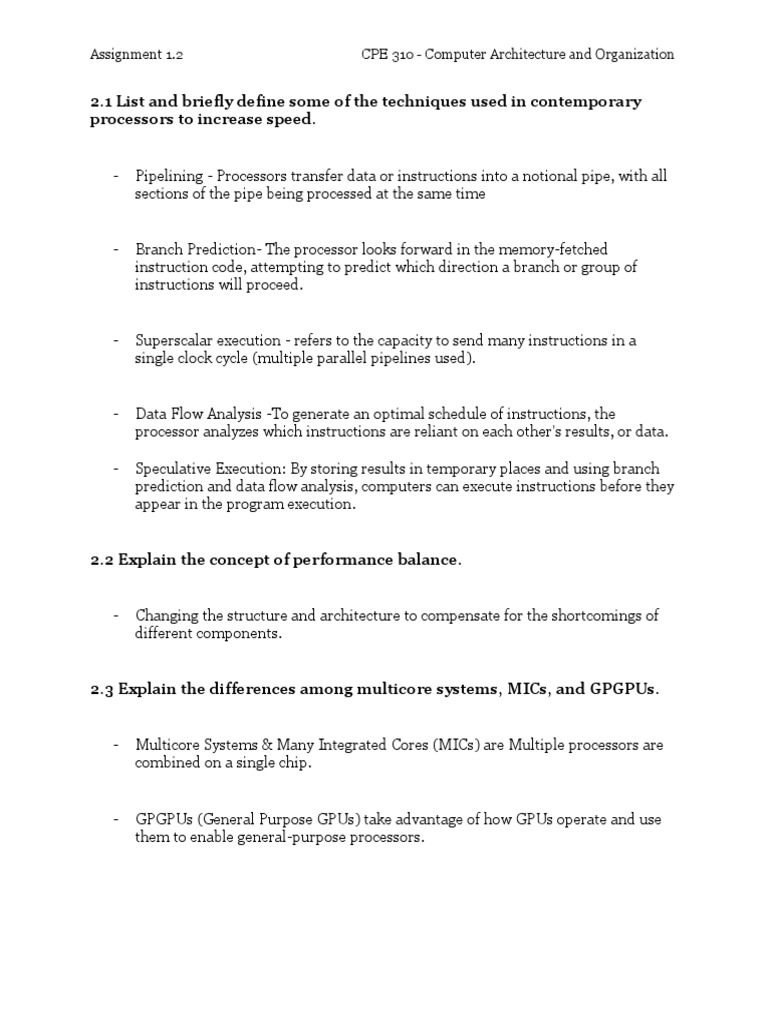 Assignment 1.2 CHAPTER 1 | PDF | Central Processing Unit | Parallel ...