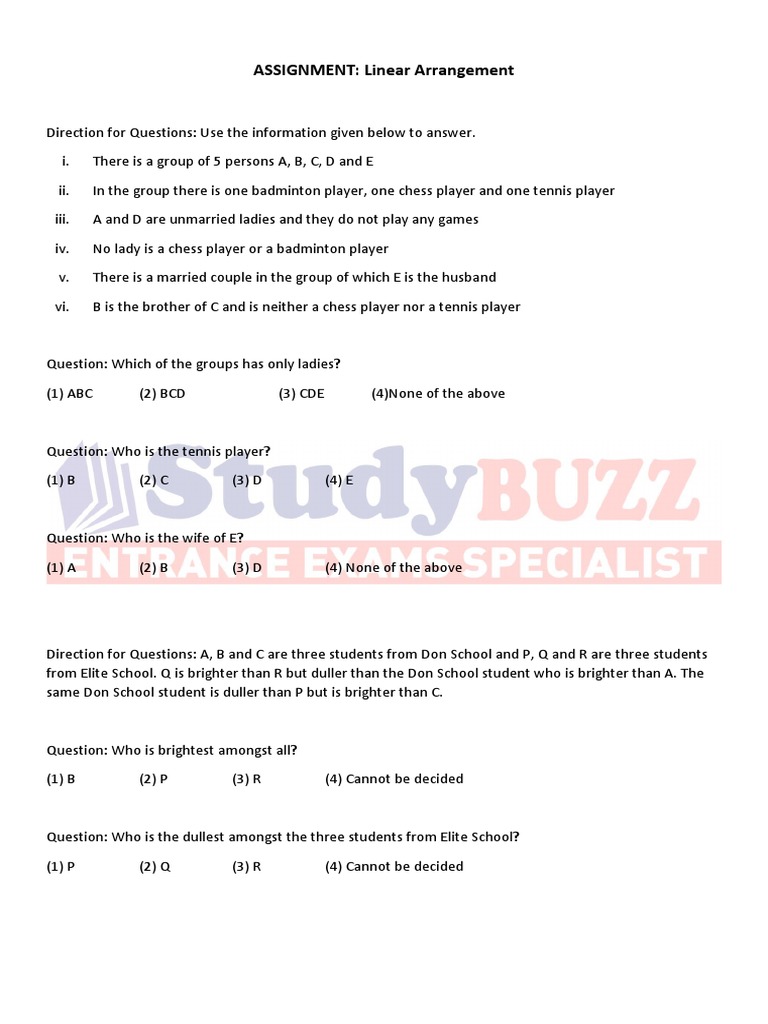 ASSIGNMENT: Linear Arrangement | PDF