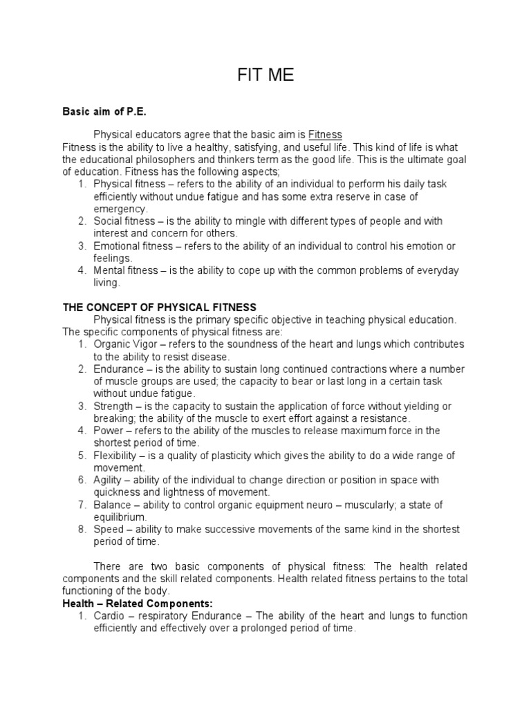 Understanding Physical Fitness Concepts | PDF | Physical Fitness | Muscle