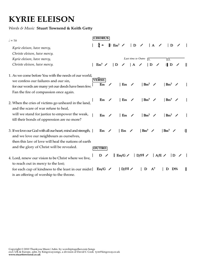 Kyrie Eleison Chord Chart | PDF | Mercy | Worship