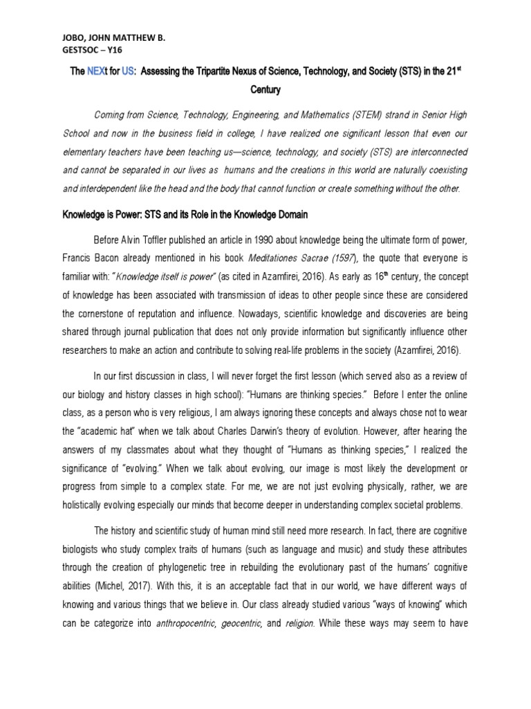 NEX US: Jobo, John Matthew B. Gestsoc - Y16 | PDF | Science | Scientific Method