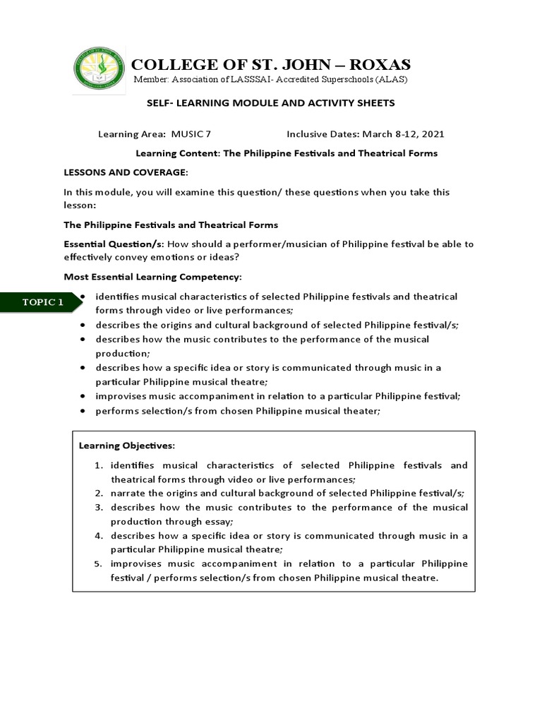 Grade 7 - Week 1 - Music With Small Task | PDF | Cebu | Dances