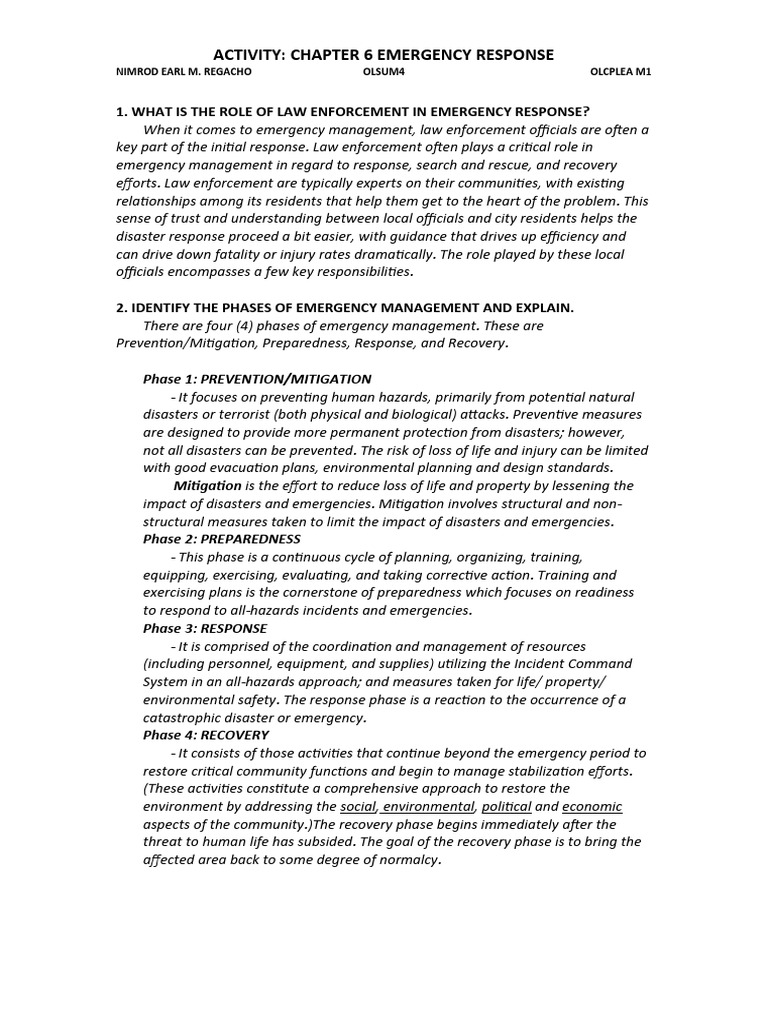 What Is The Role of Law Enforcement in Emergency R | PDF | Emergency ...