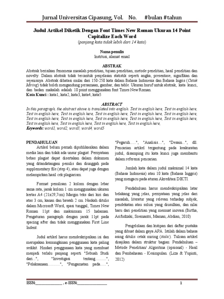 Template Jurnal UNCIP Fix | PDF | Seni & Disiplin Bahasa