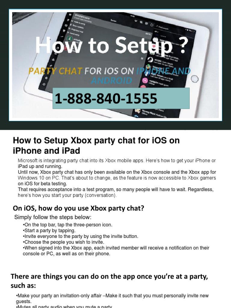 How To Setup Xbox +1-888-840-1555, Setup Xbox Party Chat For IOS On Iphone and Ipad | PDF | Ios ...
