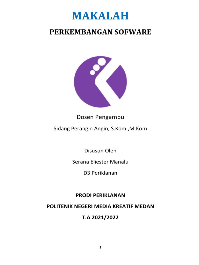 Makalah Perkembangan Software | PDF | Komputer