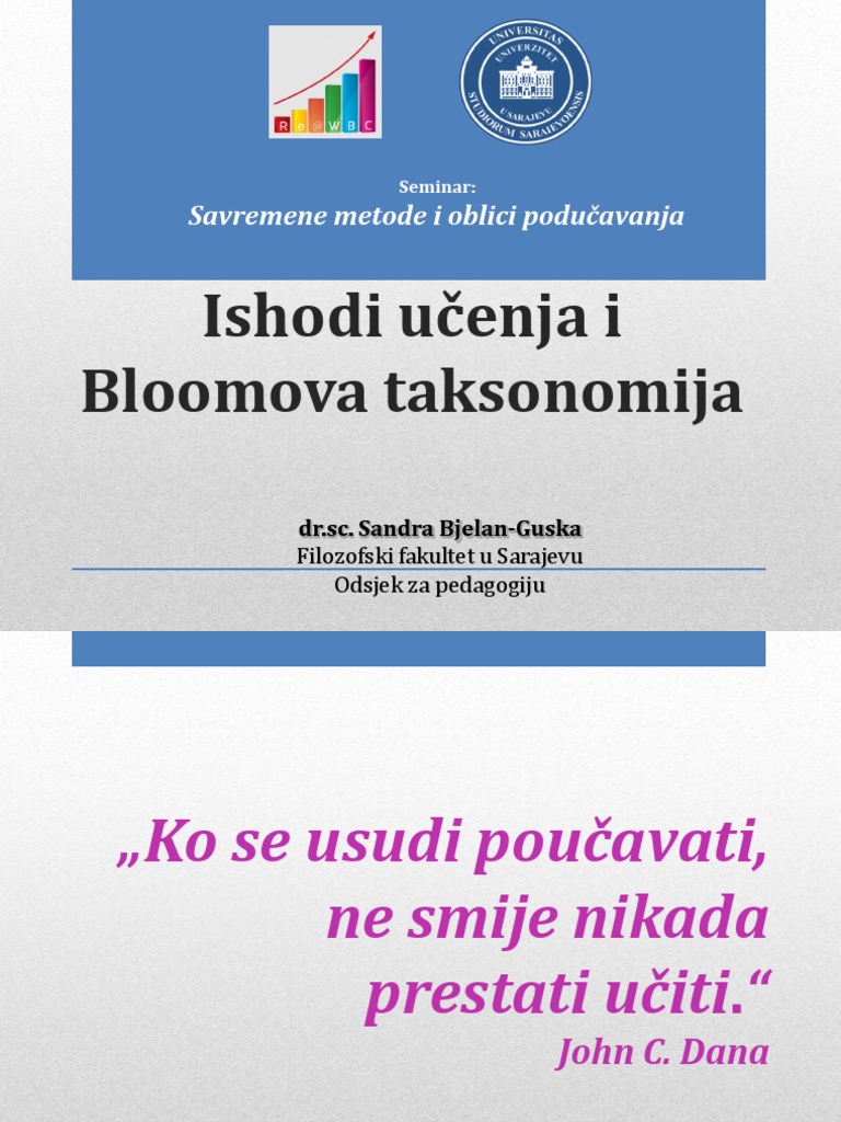2 - Ishodi Ucenja I Bloomova Taksonomija | PDF