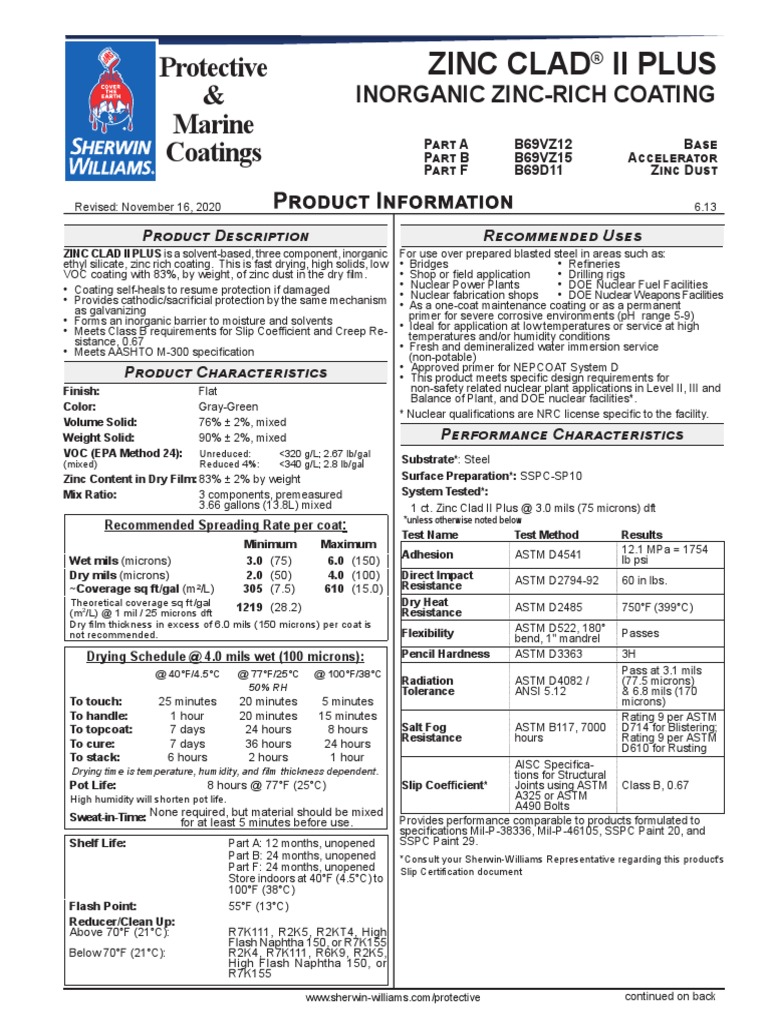 Protective & Marine Coatings: Zinc Clad Ii Plus | Download Free PDF ...