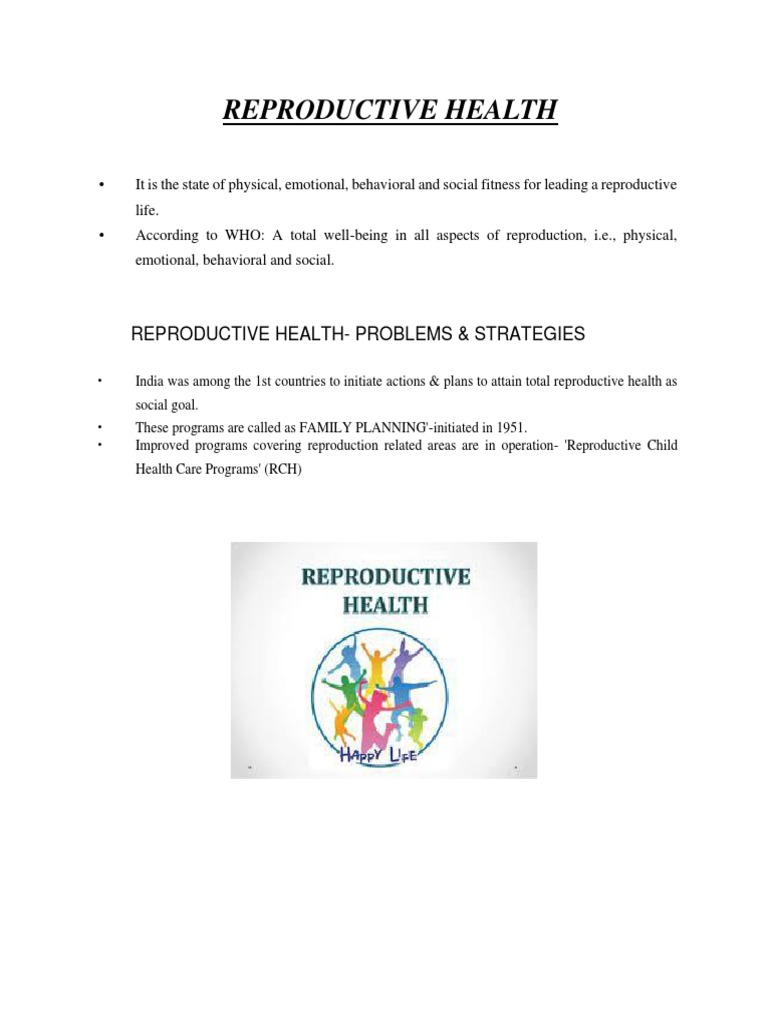Reproductive Health-Problems & Strategies | PDF | Birth Control | In ...