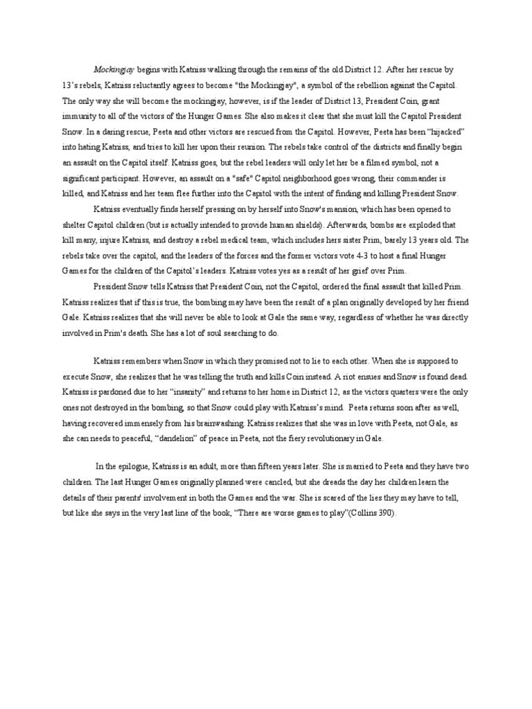 Book Summary For Mockingjay - Aditya | PDF | The Hunger Games